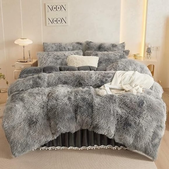 Bedding | Fluffy Comforter Cover Setfaux Fur Comforter Cover Set 3 ...